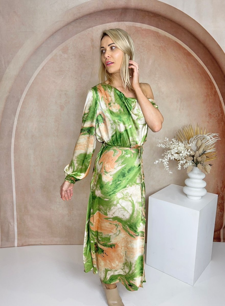 Cassandra One Shoulder Midi Dress – Indy Love Boutique